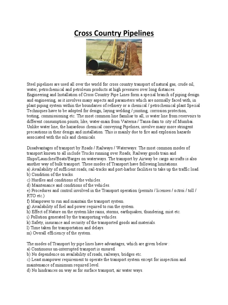 Piping - Cross Country Pipe Line | PDF