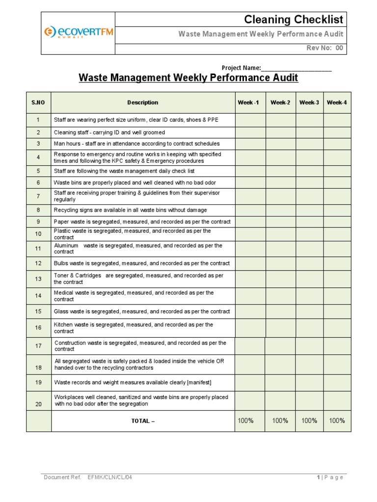 Waste Management Weekly Performance Audit | PDF | Waste Management ...