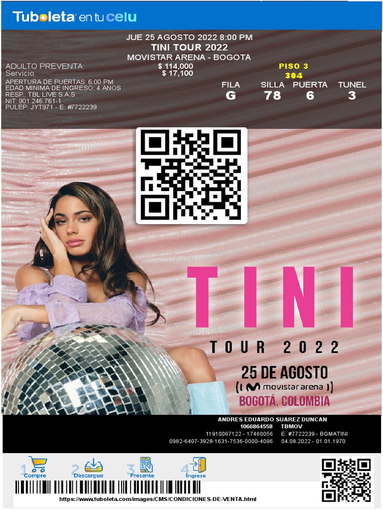 Entrada TINI TOUR 2022 - 25 08 22 Andres Eduardo Suarez Duncan | PDF