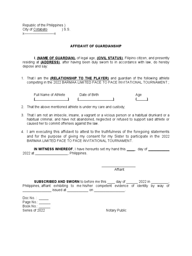 Affidavit of Guardianship | PDF