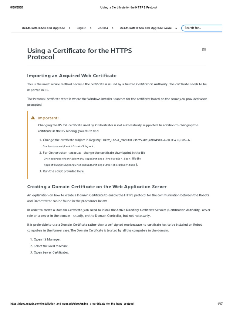 Using A Certificate For The HTTPS Protocol | PDF | Public Key Certificate | Internet Information ...