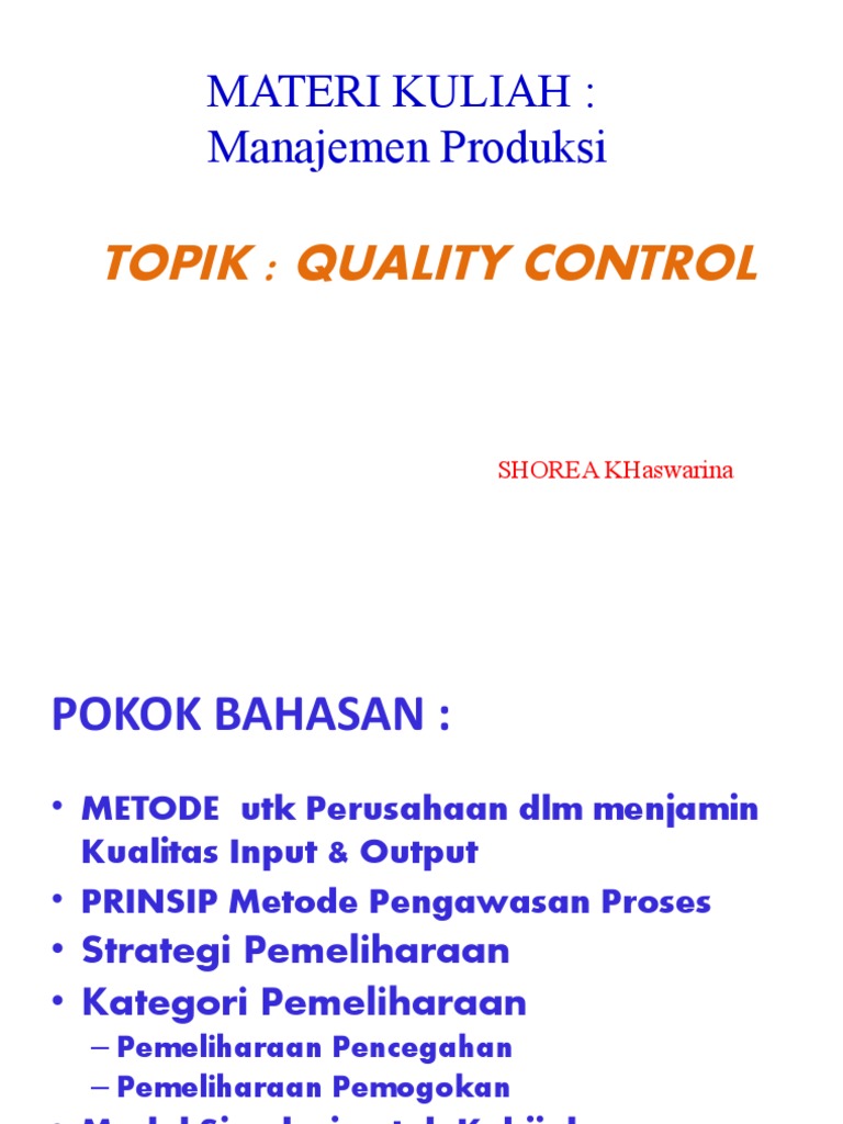 Materi. 5 Quality - Control.shorea 1 | PDF