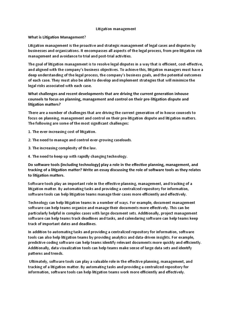 Litigation Management | PDF | Attorney–Client Privilege | Records ...