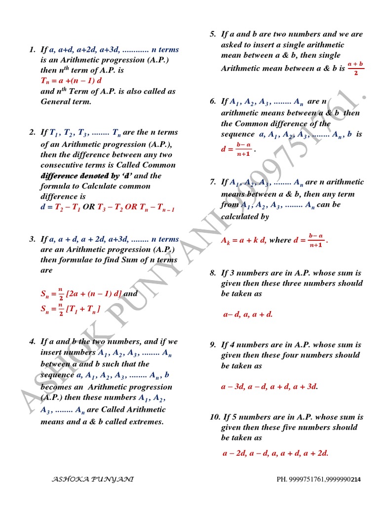 Formulae of Sequence and Series | PDF | Mathematical Structures | Mathematical Concepts