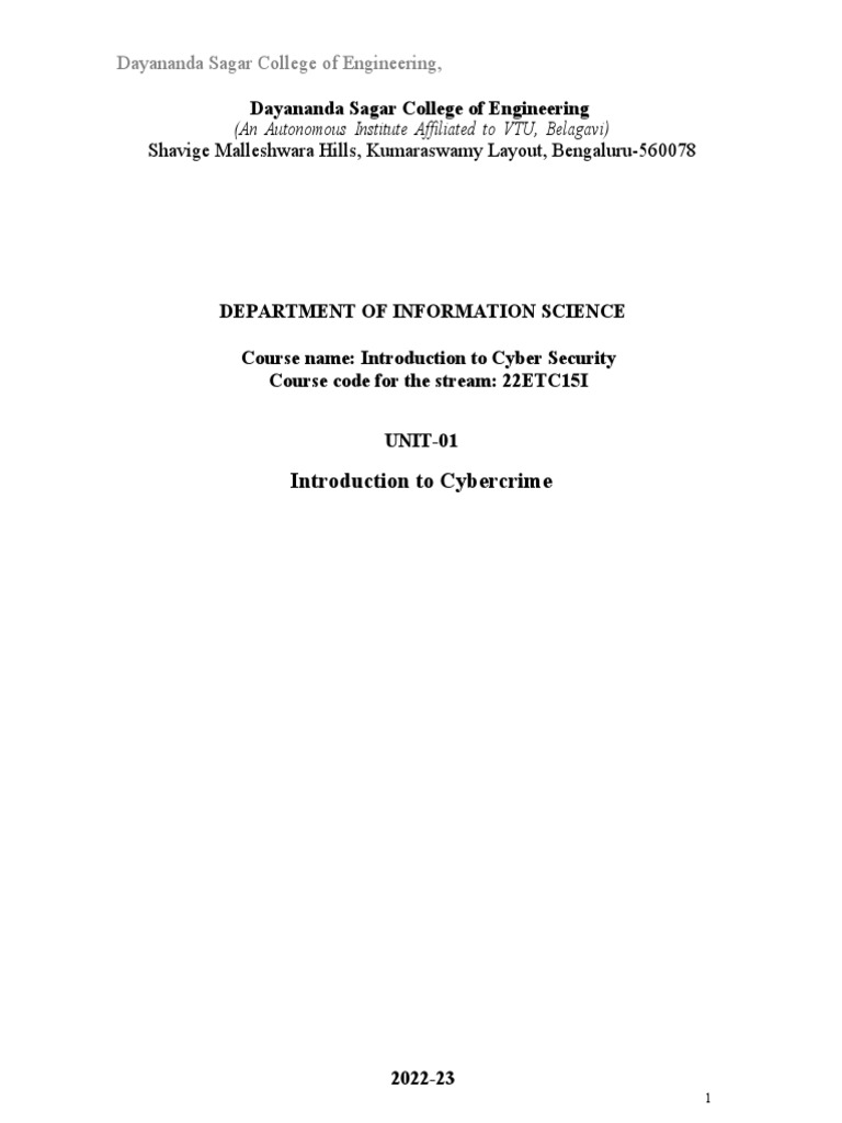 Intoroduction To Cyber Security Notes | PDF | Spamming | Cybercrime