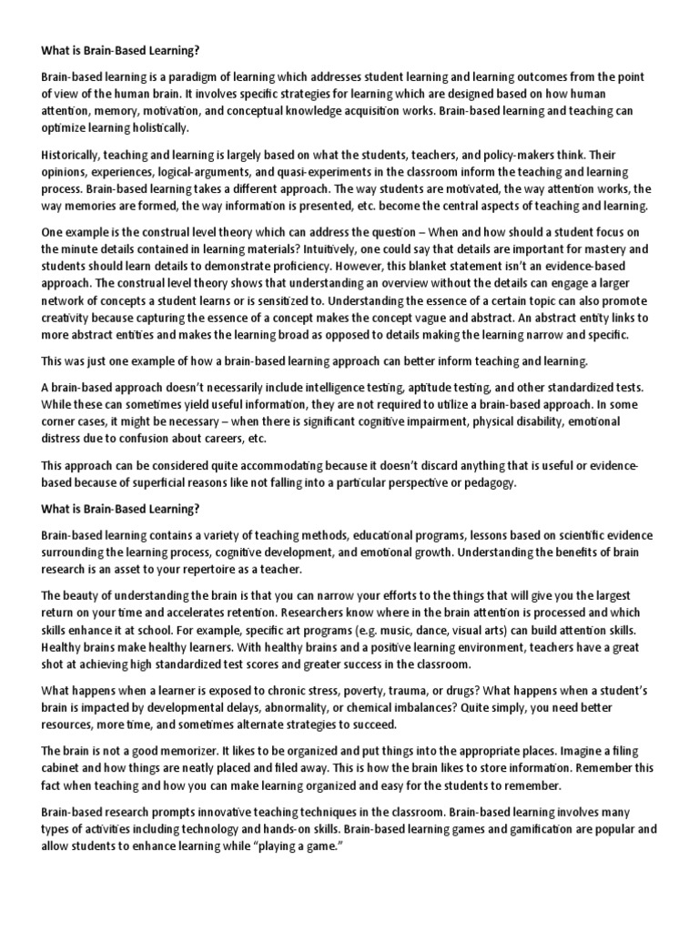 Brain Based Learning | PDF