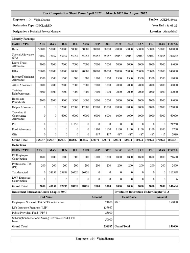 Taxcomputation | PDF | Tax Deduction | Taxes
