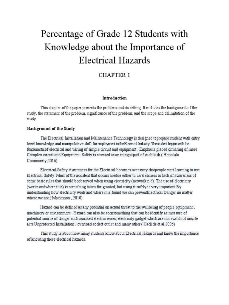 Group 4 Percentage of Grade 12 Students With Knowledge About The Importance of Electrical ...