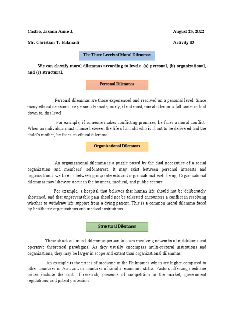 Understanding Three Levels of Moral Dilemmas | PDF | Self-Improvement