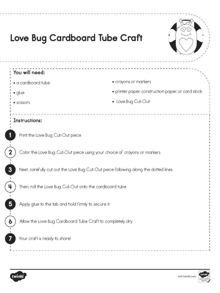 B&W Love Bug Cardboard Tube Craft | PDF