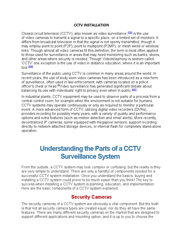 CCTV Installation | PDF | Closed Circuit Television | Electronics