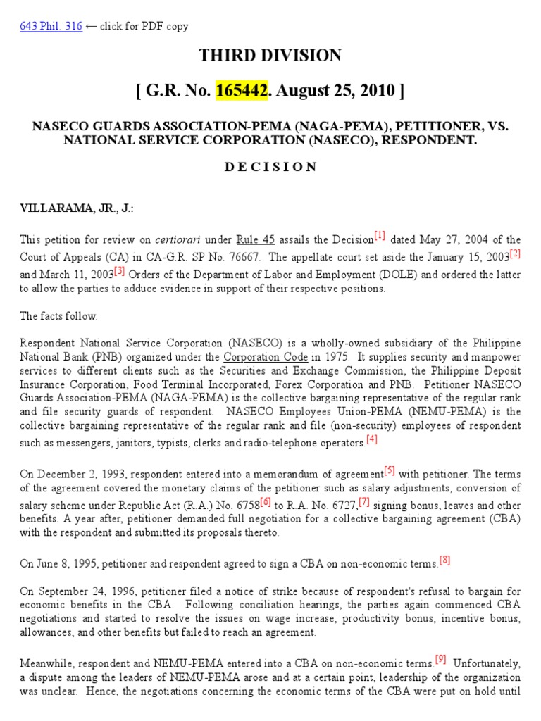 14 Naseco Guards Association V National Service Corporation | PDF ...
