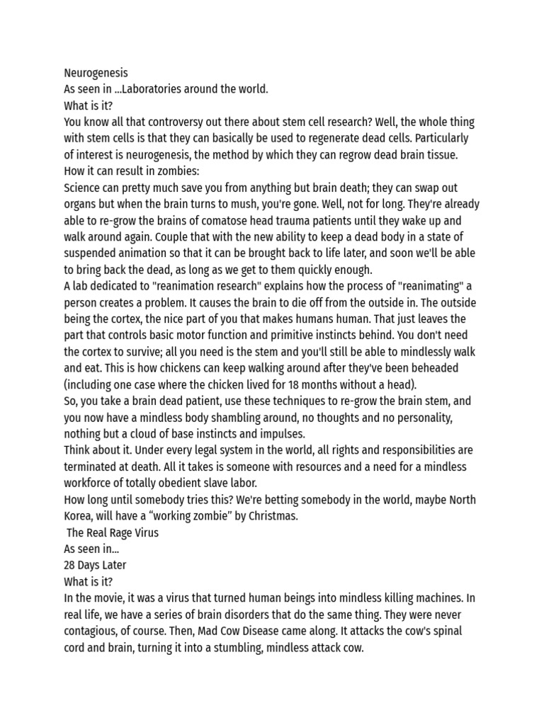 Neurogenesis | Download Free PDF | Zombies | Neuroscience