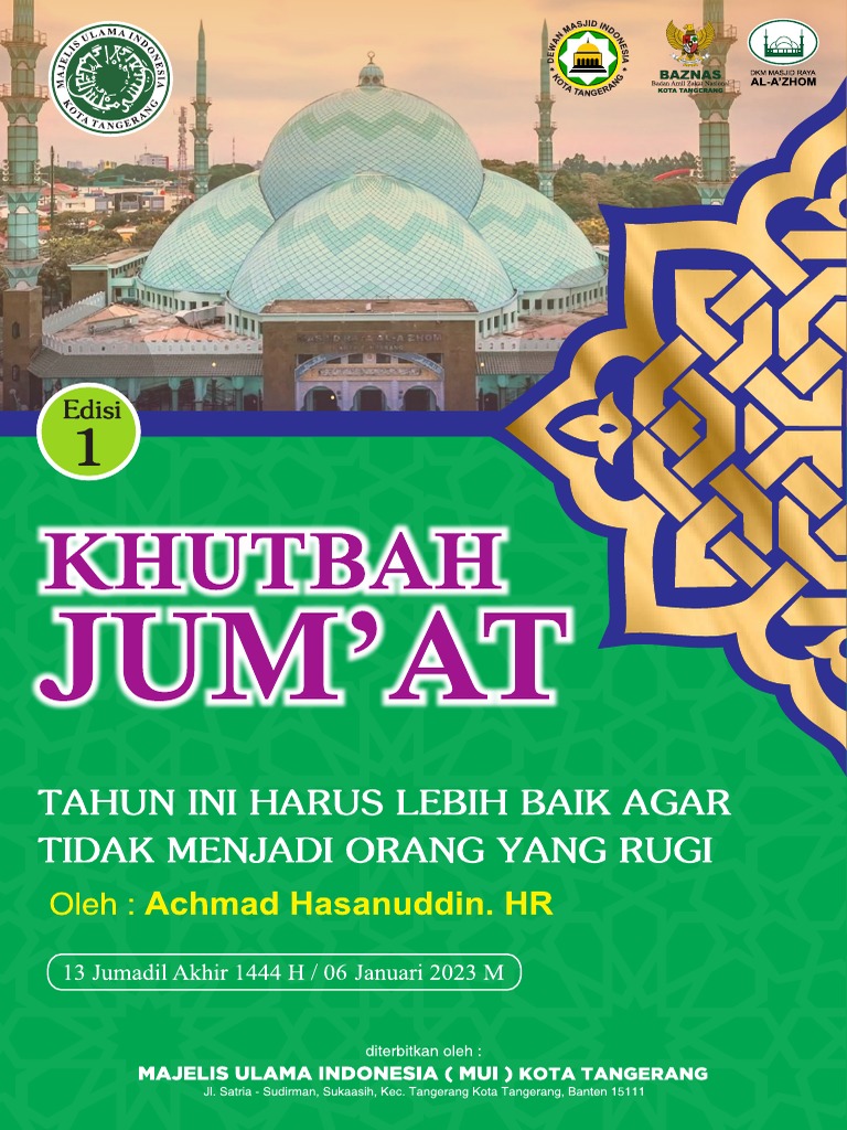 BUKU KHUTBAH JUMAT Edisi 01 - 2023.cdr | PDF BUKU KHUTBAH JUMAT Edisi 01 - 2023.cdr | PDF
