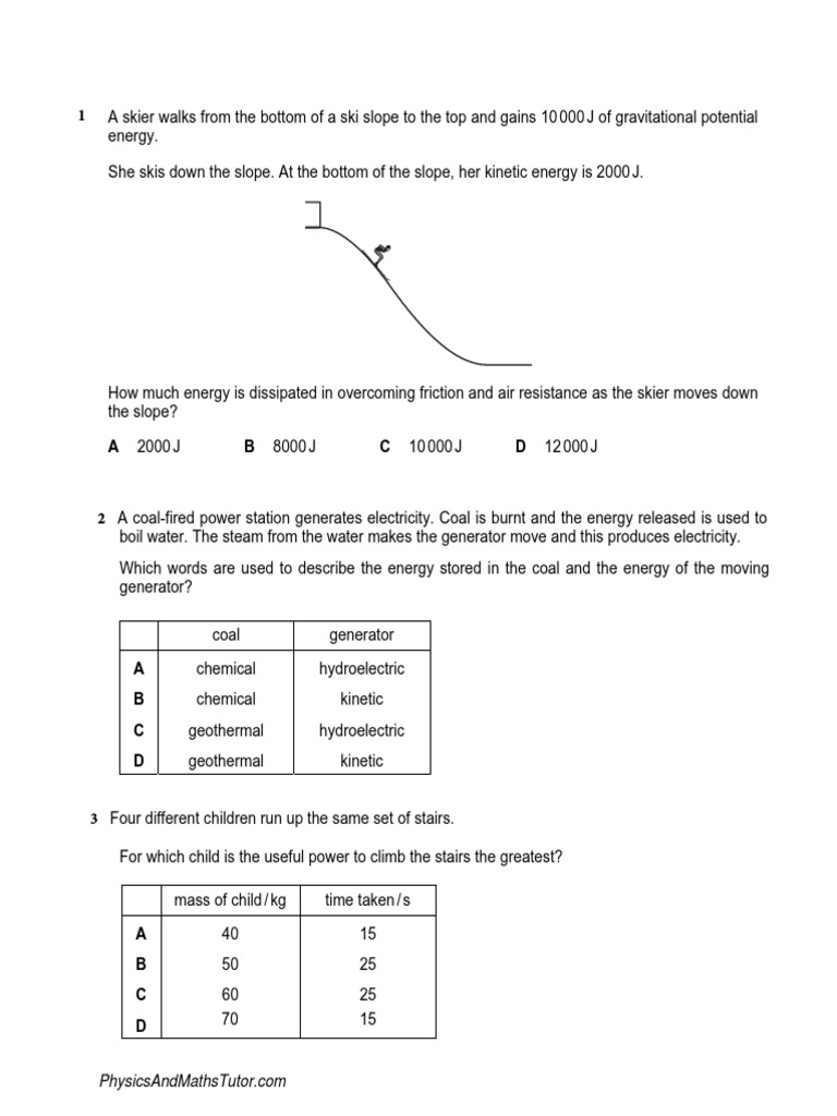 Work and Power Questions | PDF | Potential Energy | Power Station