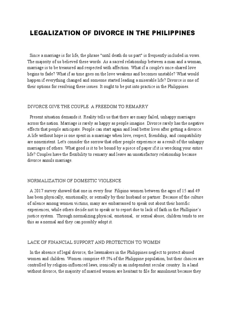 Argumentative Essay pt1 | PDF | Marriage | Divorce