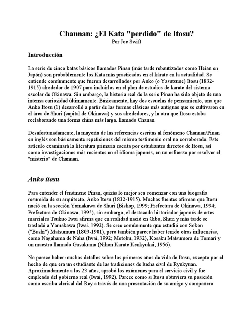 Channan - The - Lost - Kata of Itosu | PDF