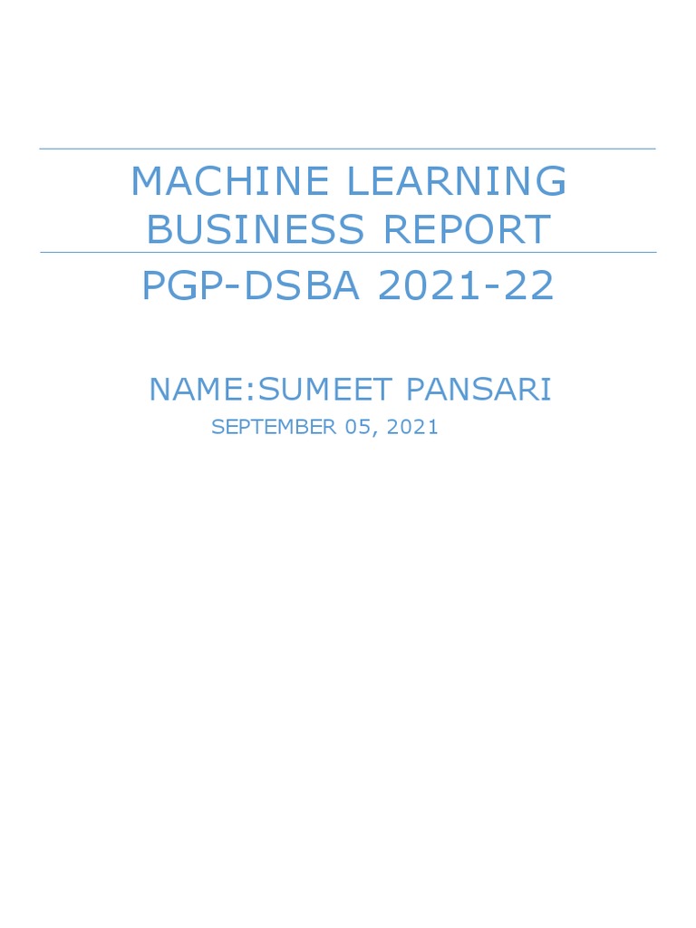 Business Report ML | PDF | Logistic Regression | Regression Analysis