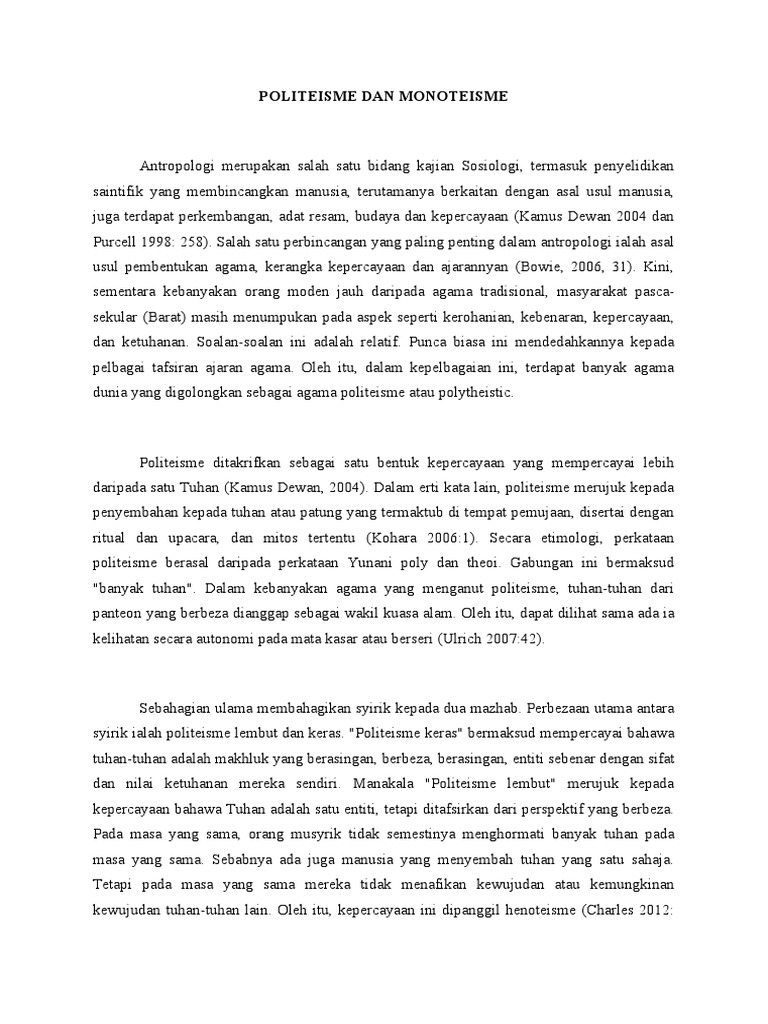 Monoteisme Dan Politeisme | PDF