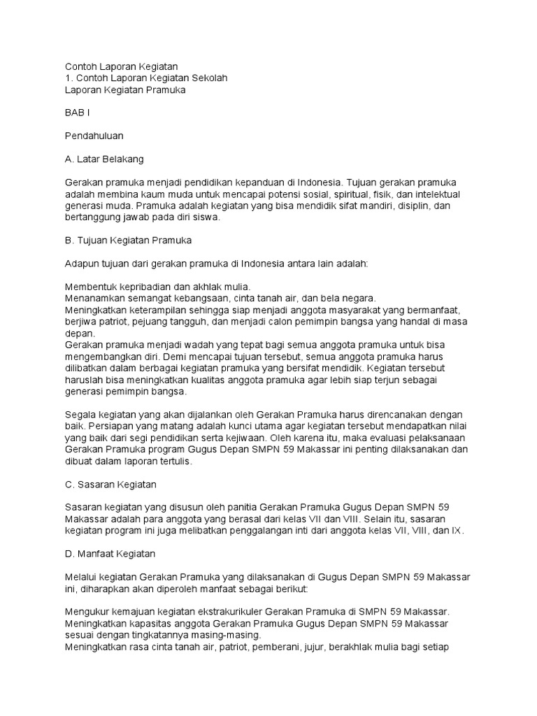 Contoh Laporan Kegiatan | PDF