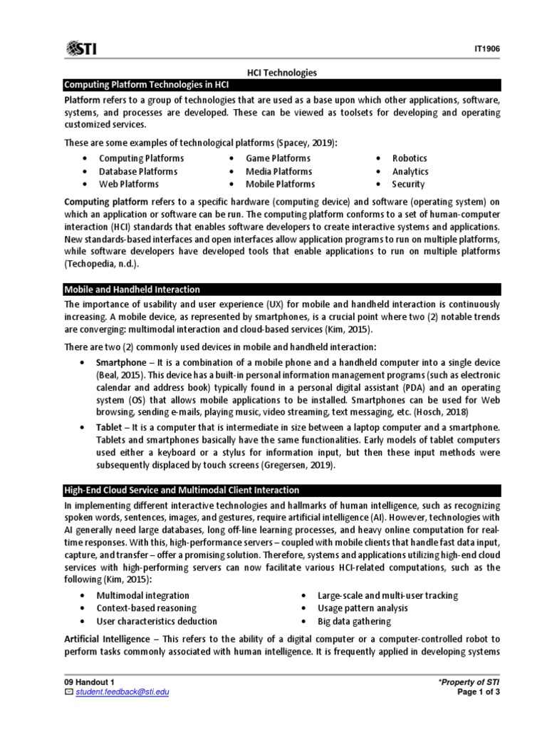 09 Handout 1 | PDF | Augmented Reality | Virtual Reality