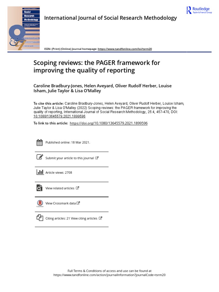 Scoping Reviews The PAGER Framework For Improving The Quality of ...