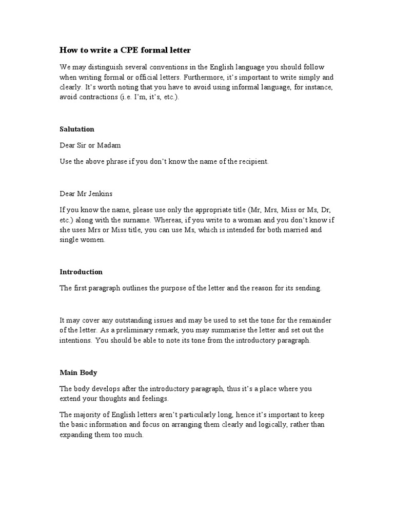How To Write A CPE Formal Letter | PDF | Cognitive Science | Linguistics
