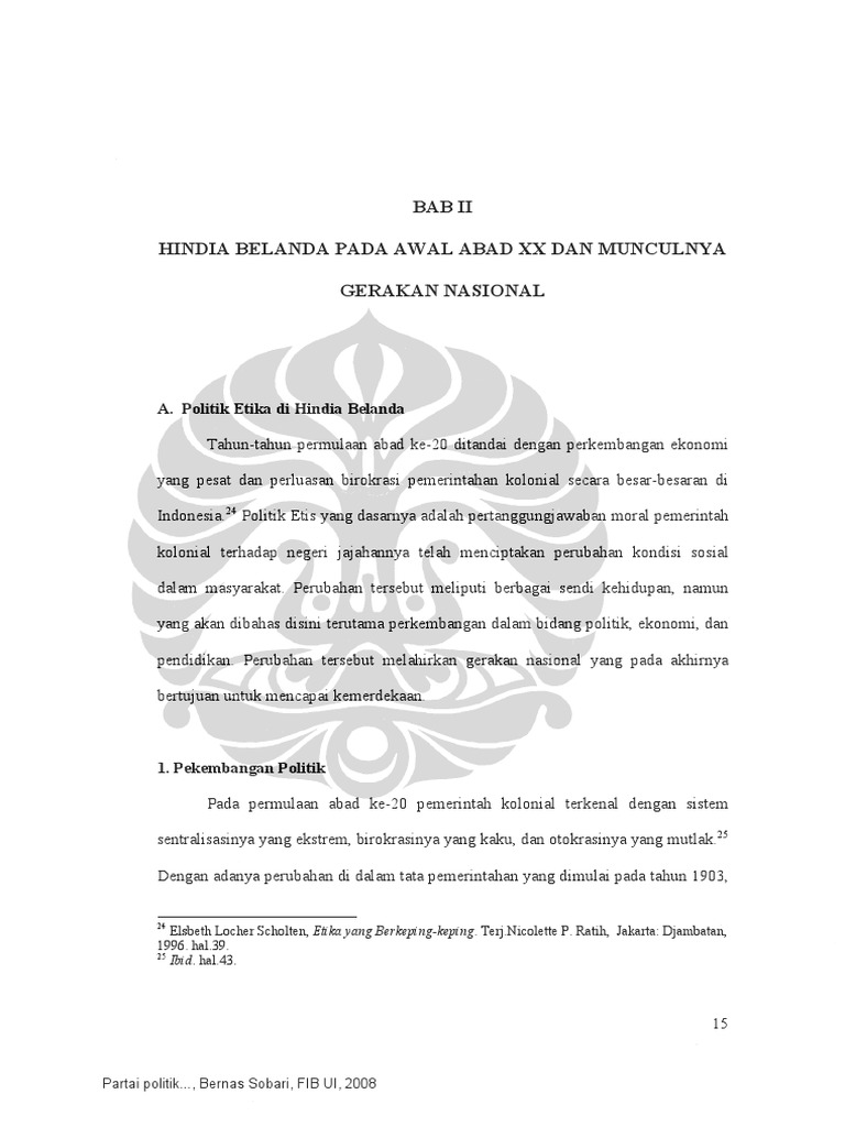 Bab Ii Hindia Belanda Pada Awal Abad XX Dan Munculnya Gerakan Nasional | PDF