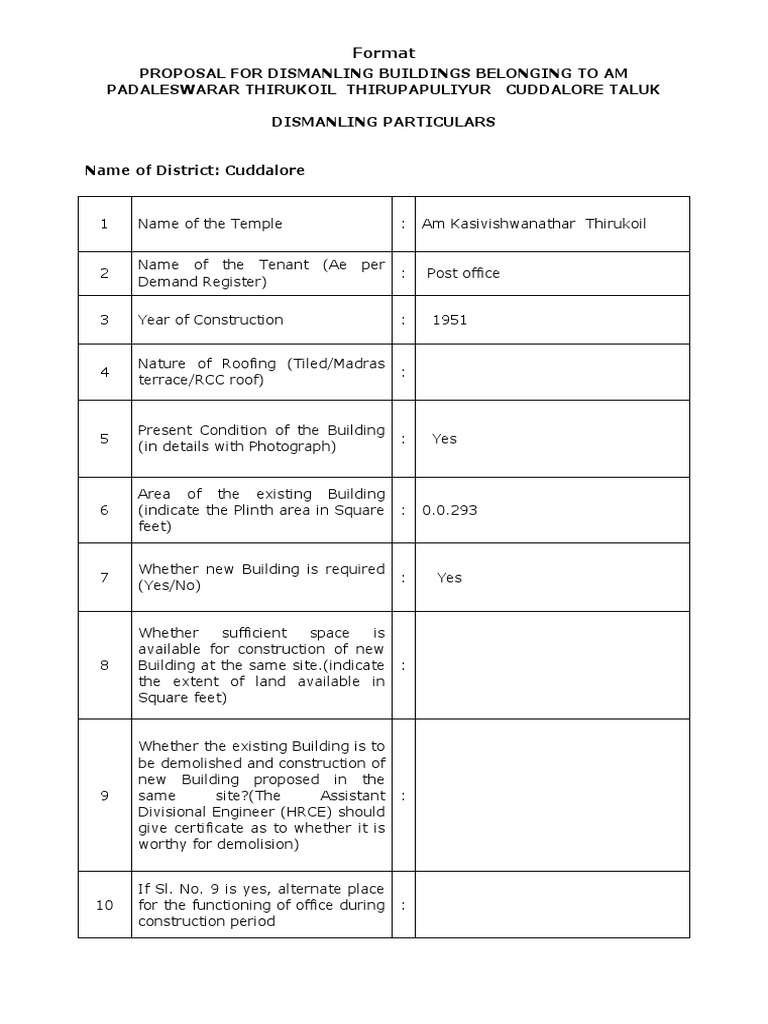 Dismantling Format | PDF | Buildings And Structures