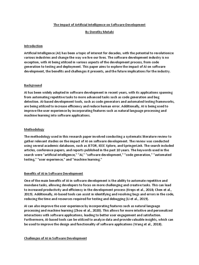 The Impact of Artificial Intelligence On Software Development | PDF | Artificial Intelligence ...
