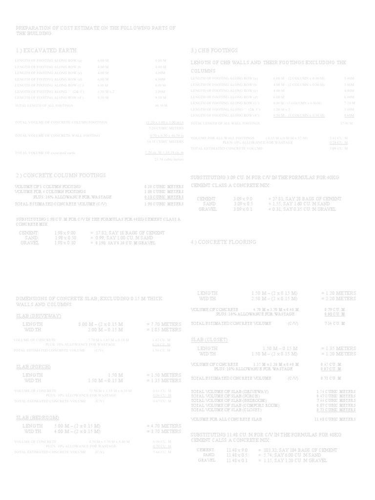Arch 316 Laboratory 1 | PDF | Concrete | Volume