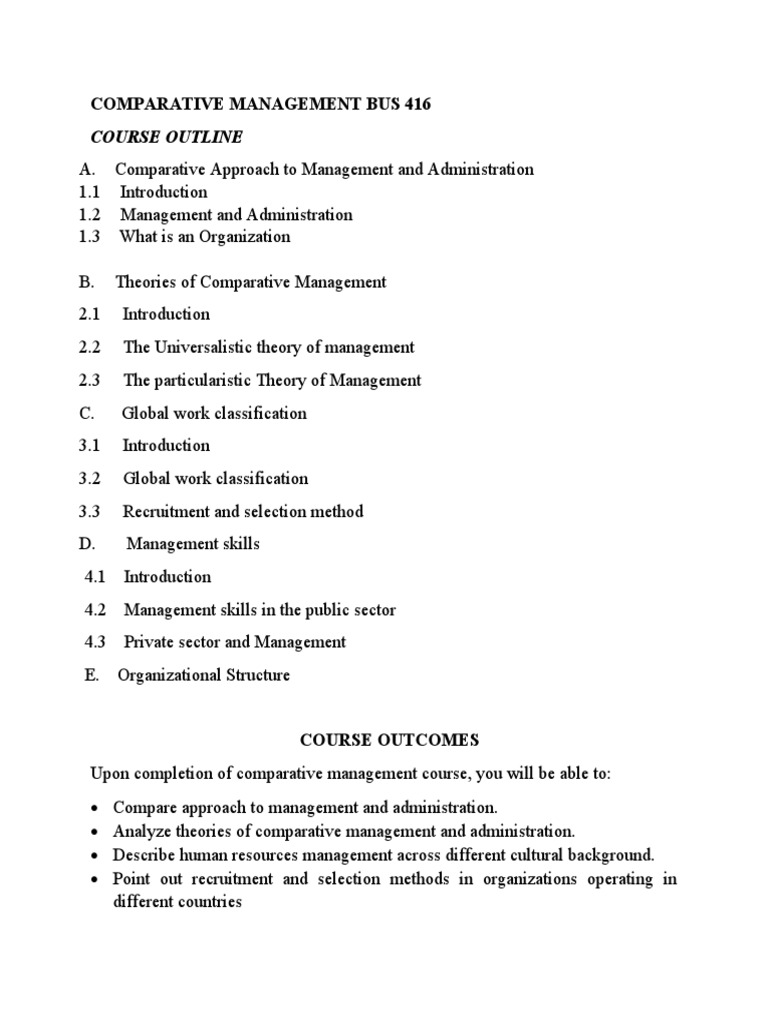 Comparative Management Course Overview | PDF | Leadership | Organizational Structure