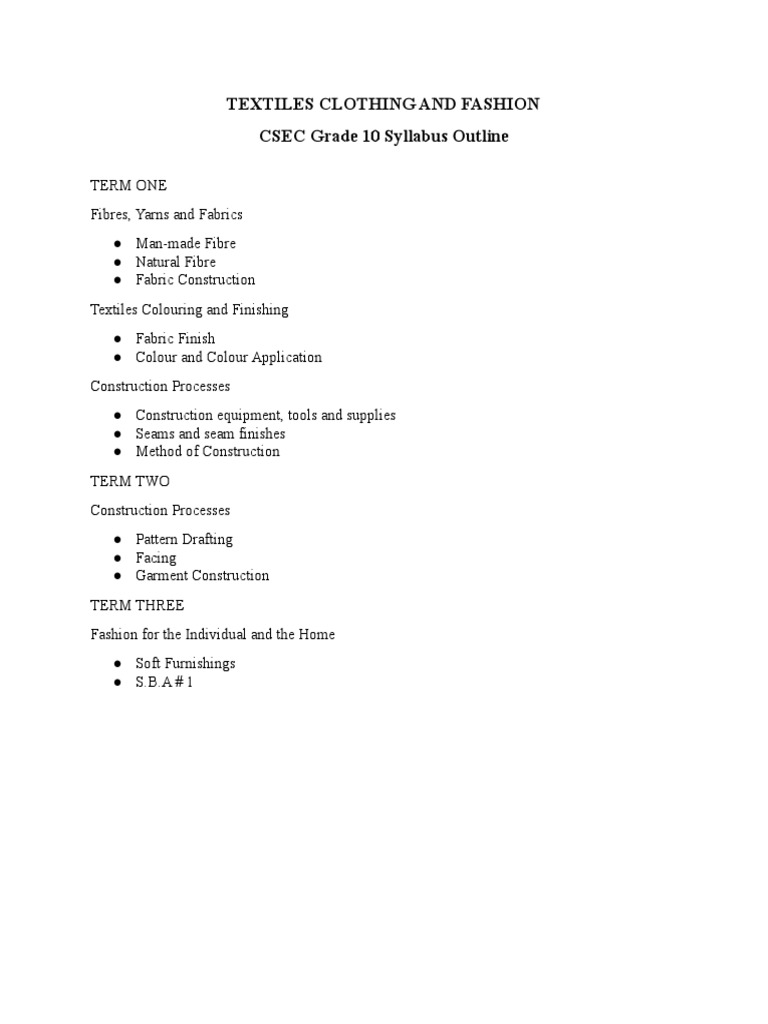 Textiles Clothing and Fashion Grade 10 11 Curriculum Guide | PDF | Home ...