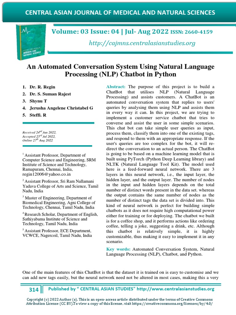 An Automated Conversation System Using Natural Language Processing Nlp