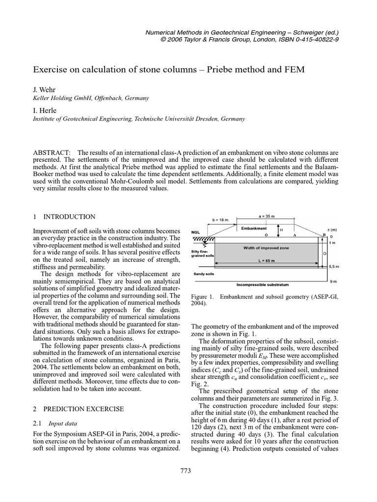 Exercise On Calculation of Stone Columns - Priebe Method and FEM | Download Free PDF | Finite ...