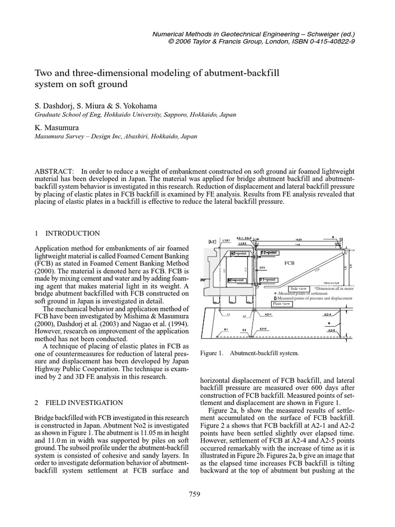 Two and Three-Dimensional Modeling of Abutment-Backfill System On Soft Ground | PDF ...