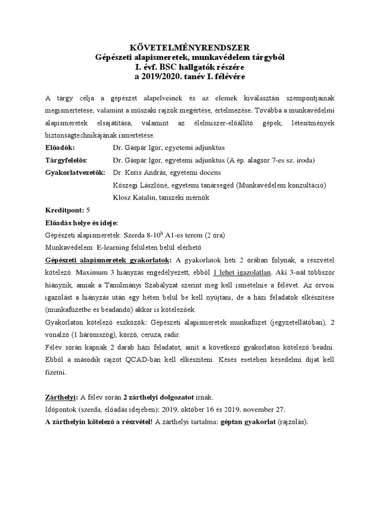 Kovetelmenyrendszer Gept 2019 | PDF