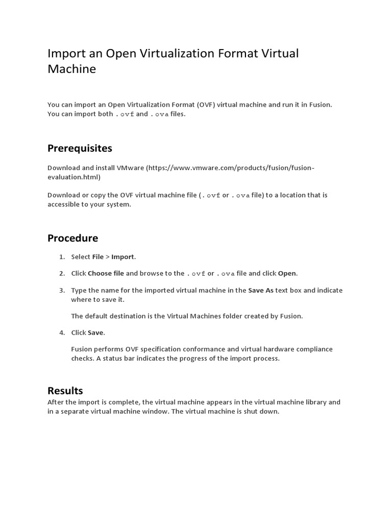 Import An OVA File Into VMware | PDF