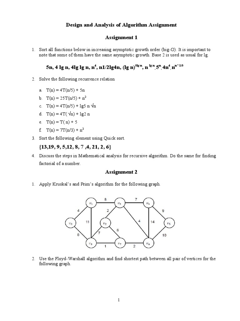 Design and Analysis of Algorithm Assignment | PDF Design and Analysis of Algorithm Assignment | PDF