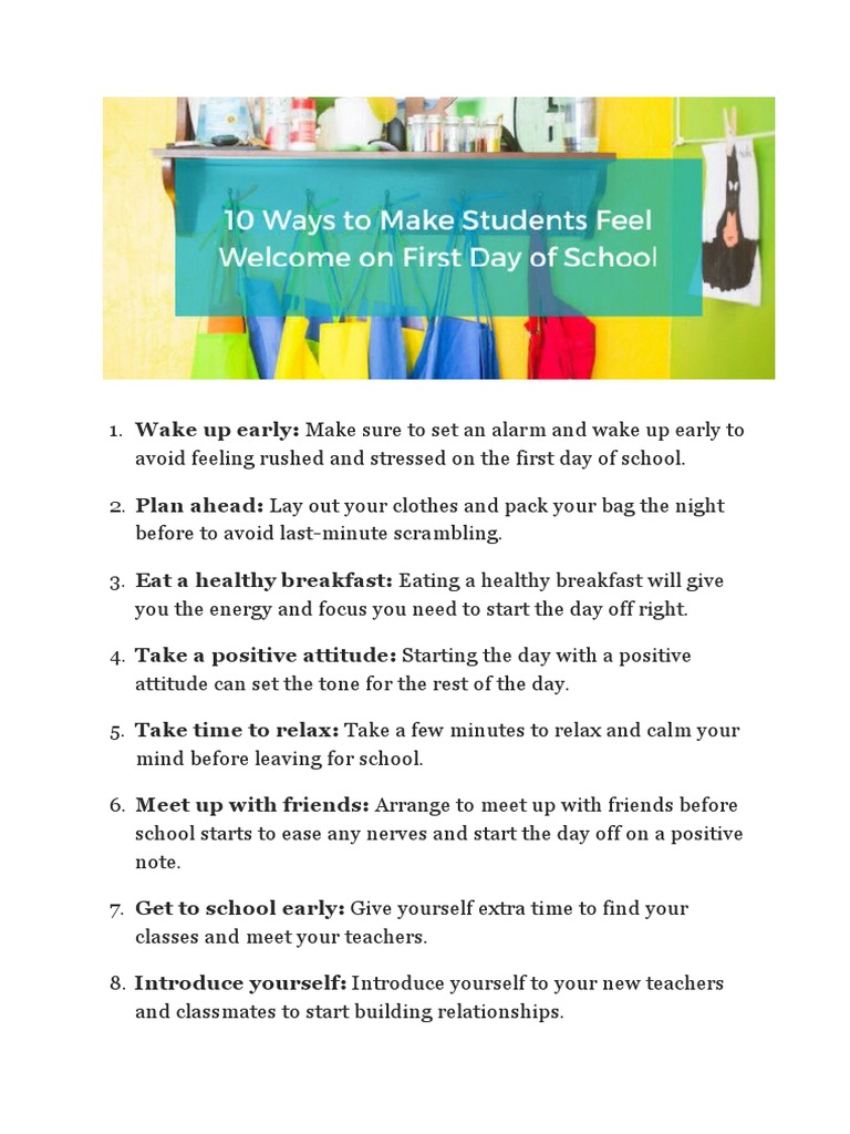 10 Ways To Make Their First Day of School Perfect | PDF