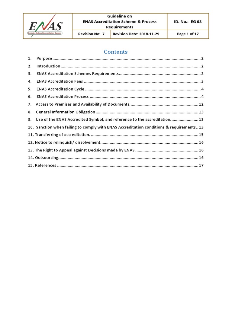 EG 03 Guideline On ENAS Accreditation Scheme Process Requirements | PDF ...
