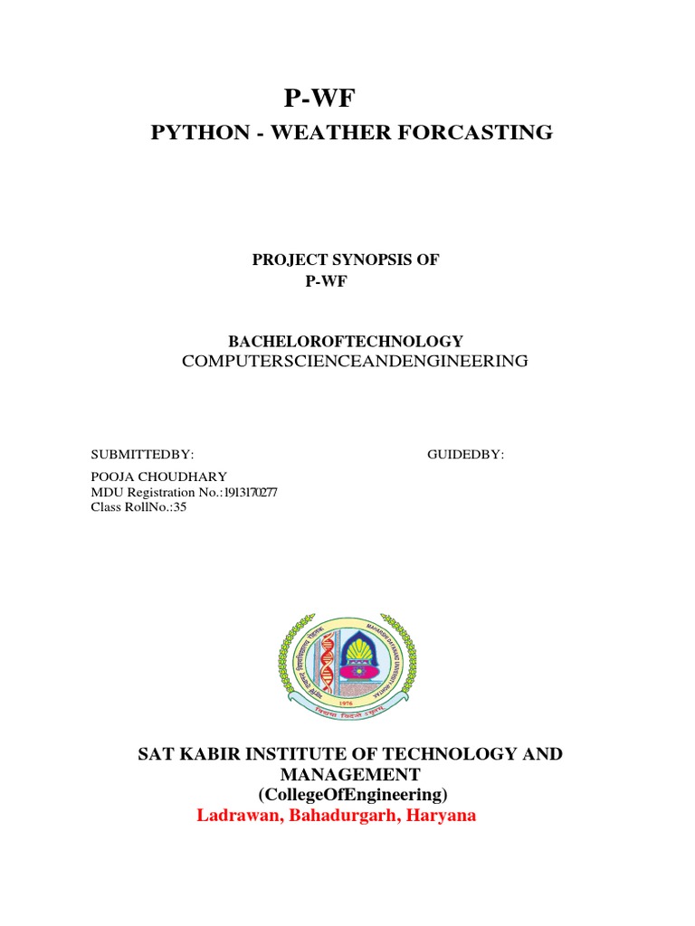 Synopsis P | PDF | Weather | Weather Forecasting