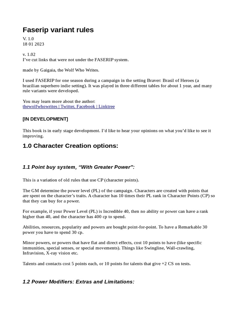 Faserip Variant Rules v. 1.02 | PDF | License | Trademark