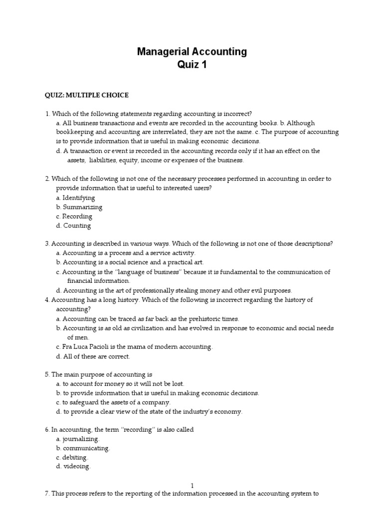 Foundational Principles of Managerial Accounting: An Analysis of Key ...