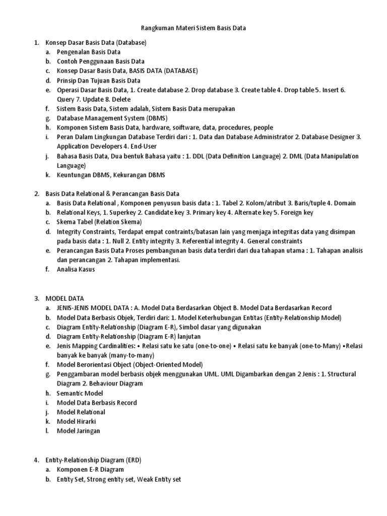 Rangkuman Materi Sistem Basis Data | PDF