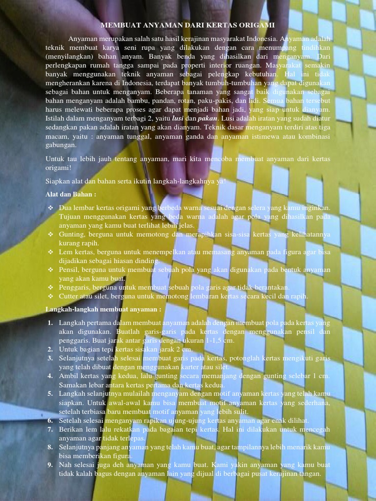 Membuat Anyaman Dari Kertas Origami | PDF