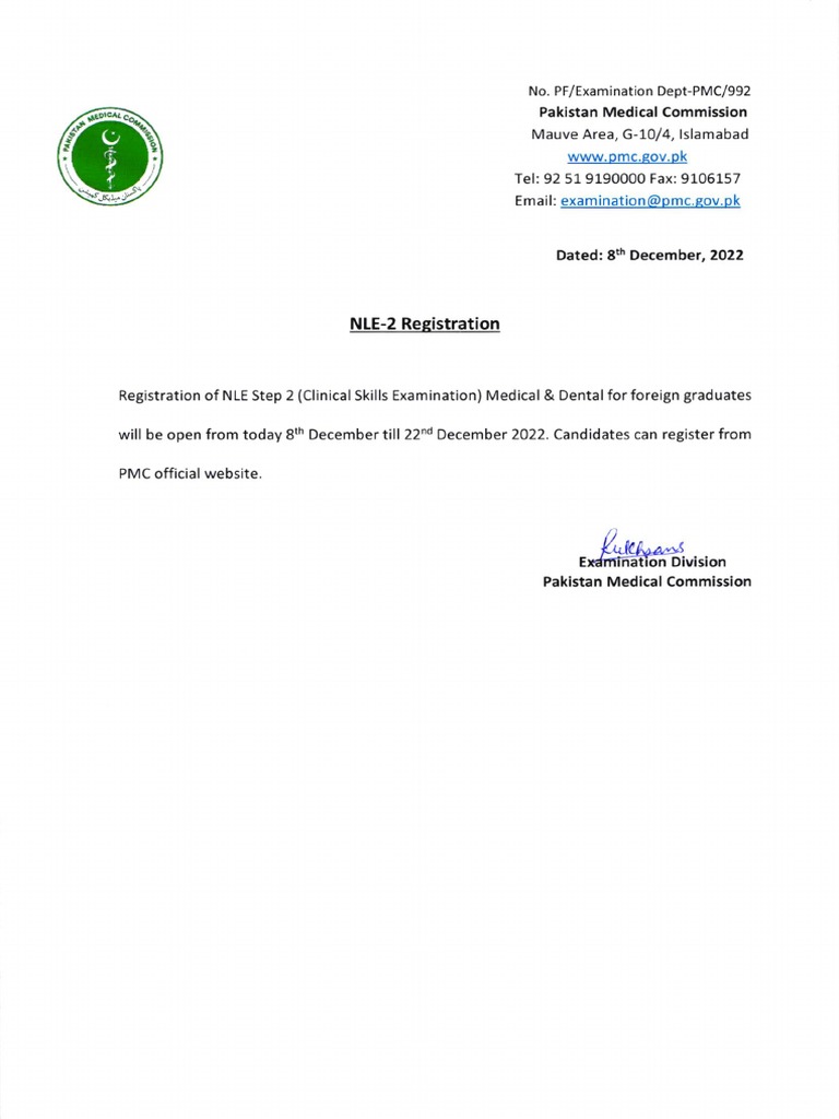 PMC Registration Open for NLE Step 2 Clinical Skills Exam | PDF