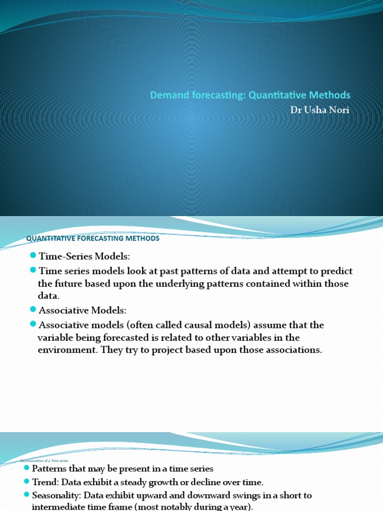 Demand Forecasting-Quantitative Methods | PDF | Errors And Residuals | Coefficient Of Determination