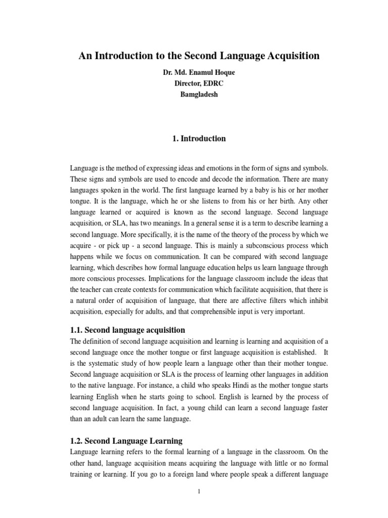 An Introduction To Second Language Ecquisition | PDF | Second Language | Second Language Acquisition