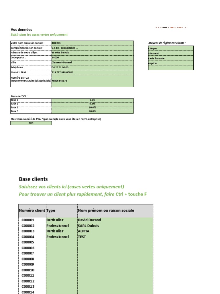 Facturier Outil de Facturation Excel Gratuit | PDF